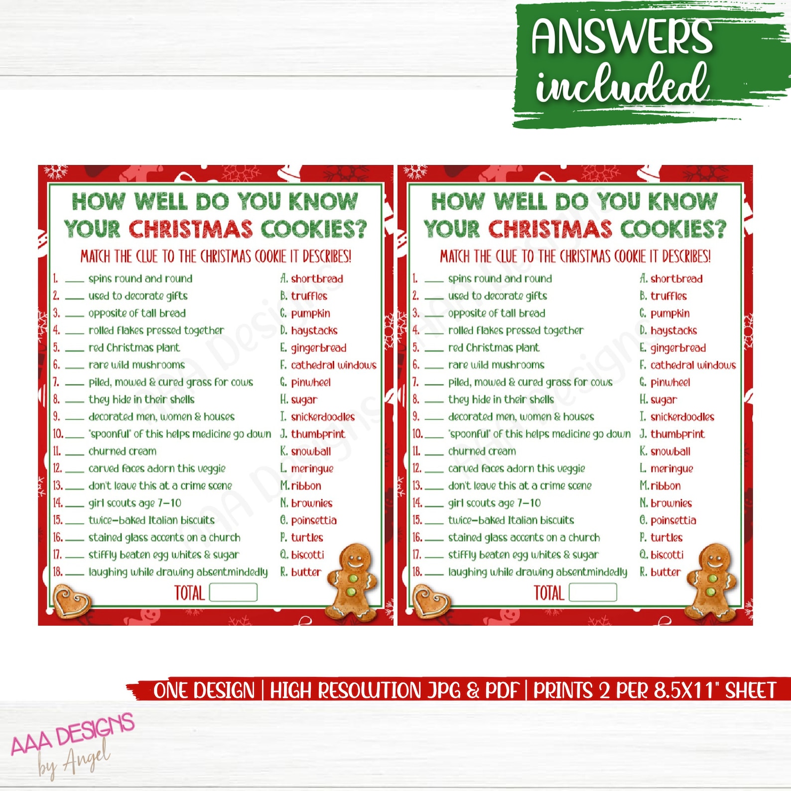 Christmas Cookie Game Printable Christmas Game Guess the - Etsy