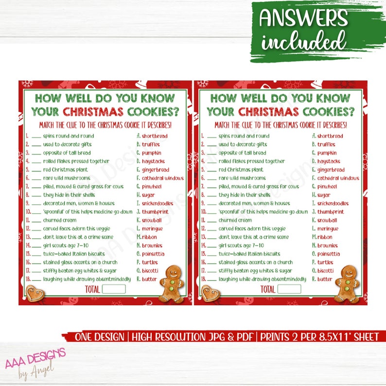 Christmas Cookie Game Printable Christmas Game Guess the - Etsy