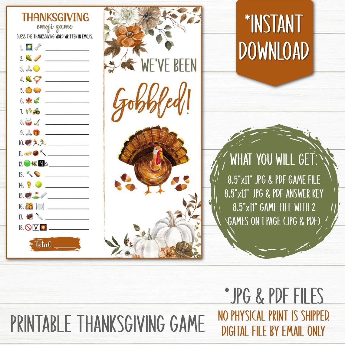 Thanksgiving Emoji Game Printable Games Fall Games - Etsy