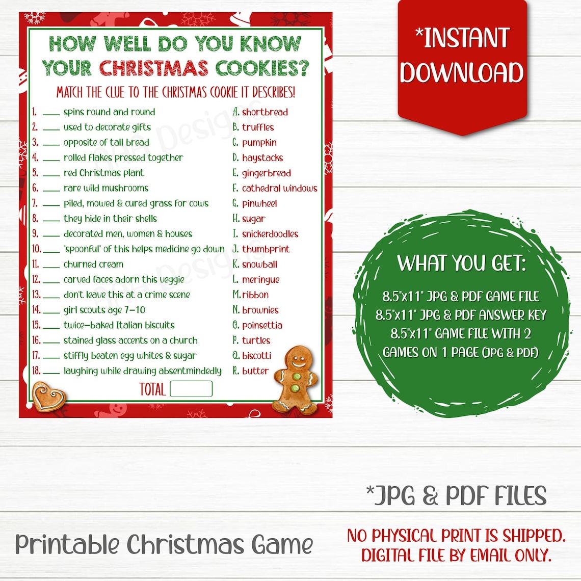 Christmas Cookie Game Printable Christmas Game Guess the - Etsy