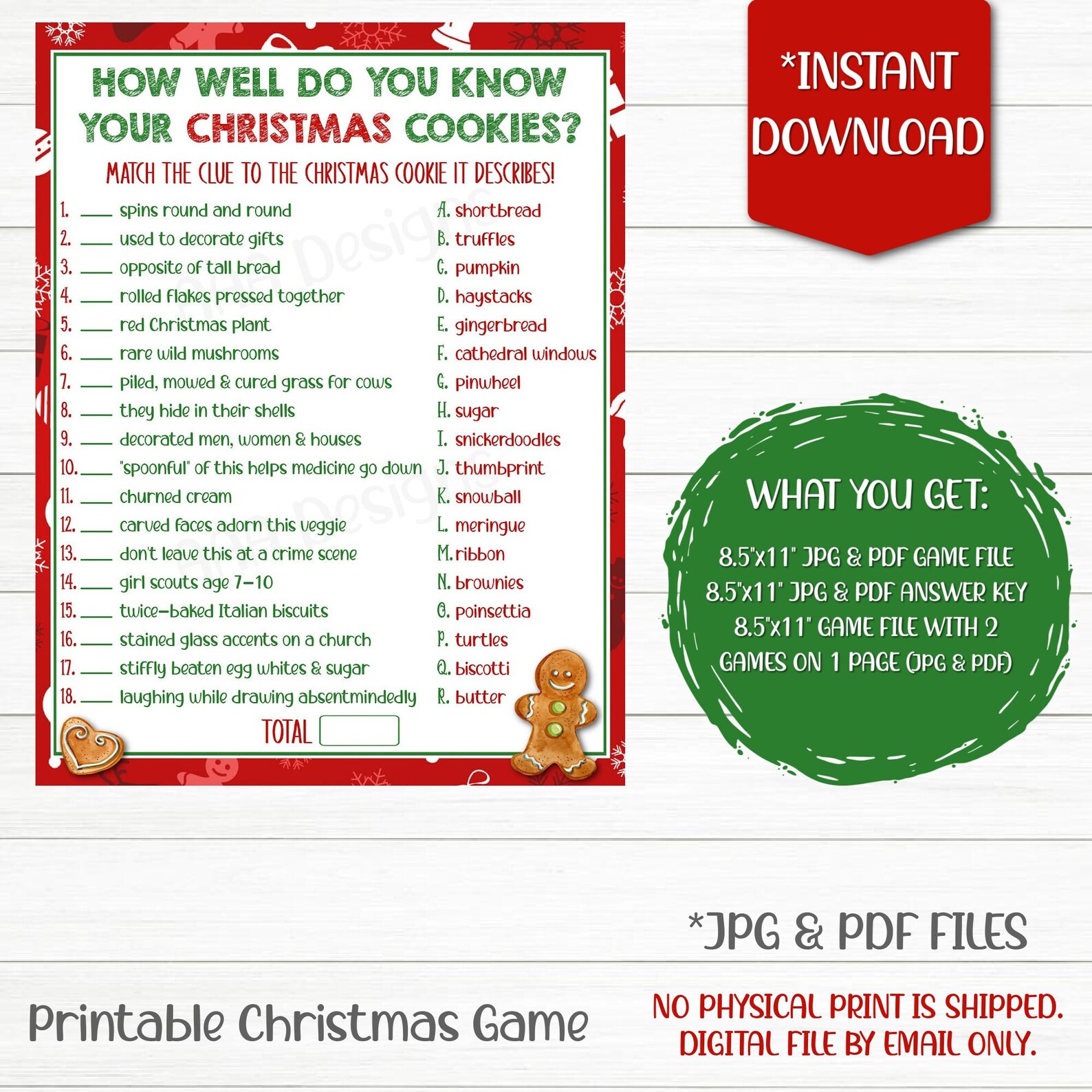 Christmas Cookie Game Printable Christmas Game Guess the - Etsy