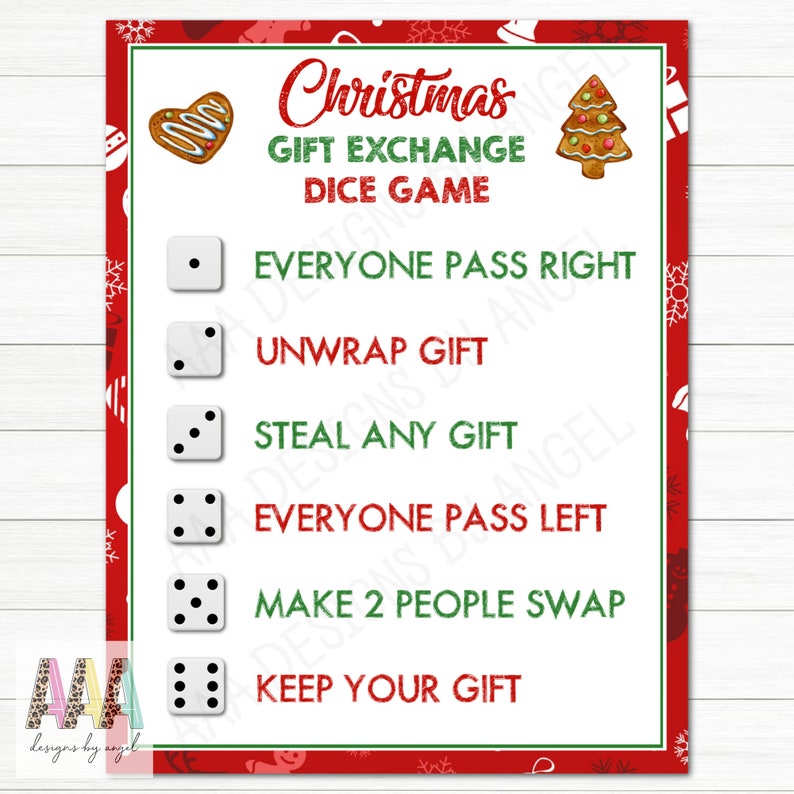 Christmas Gift Exchange Dice Game | Printable Christmas Game | Instant ...