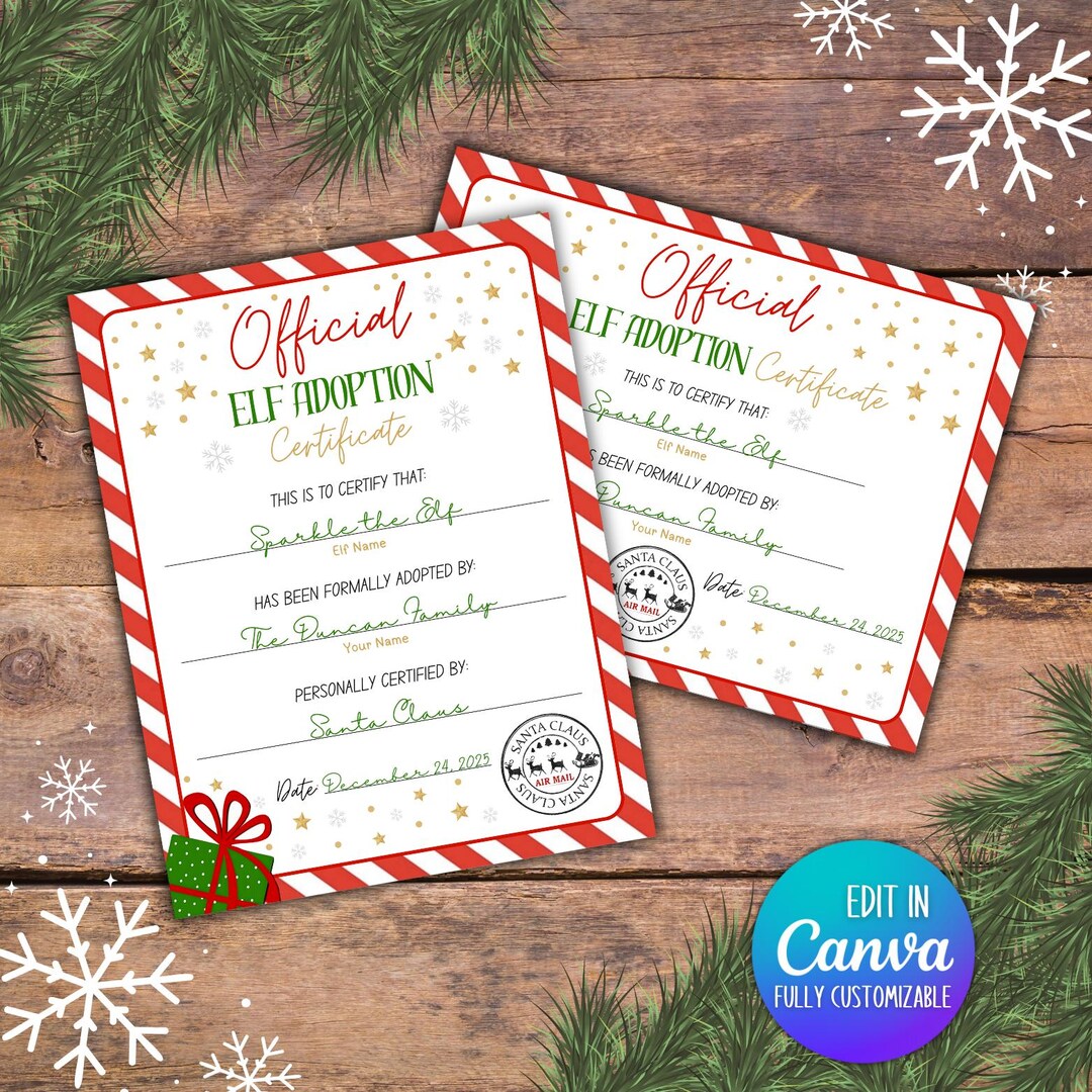 Editable Elf Adoption Certificate | Christmas Elf Letter | Adopt Your ...