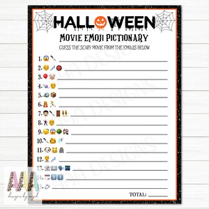 Halloween Movie Emoji Pictionary Game | Halloween Emoji Game ...
