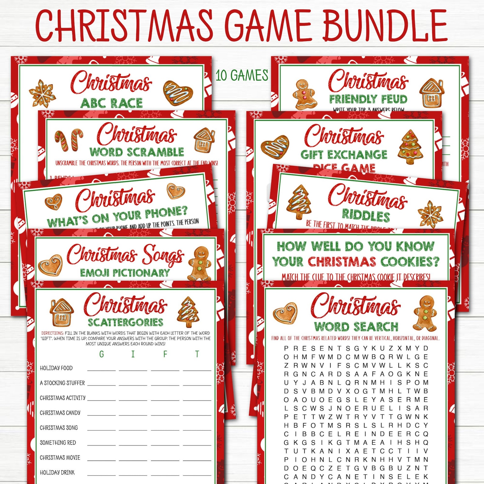 Christmas Game Bundle Bundle of 10 Christmas Games - Etsy