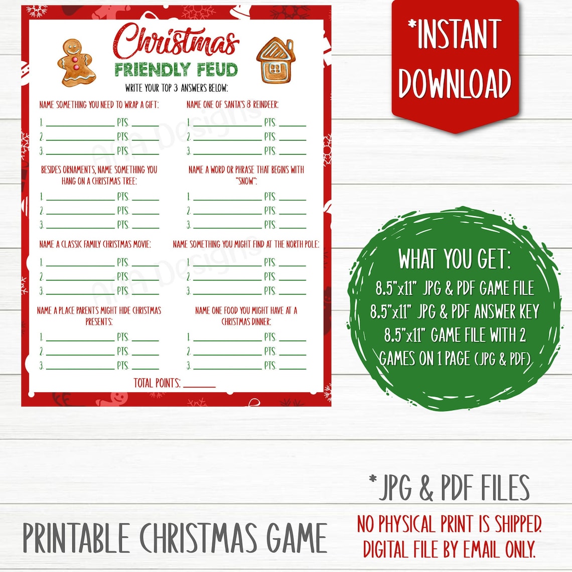 Christmas Friendly Feud Game Printable Christmas Game - Etsy
