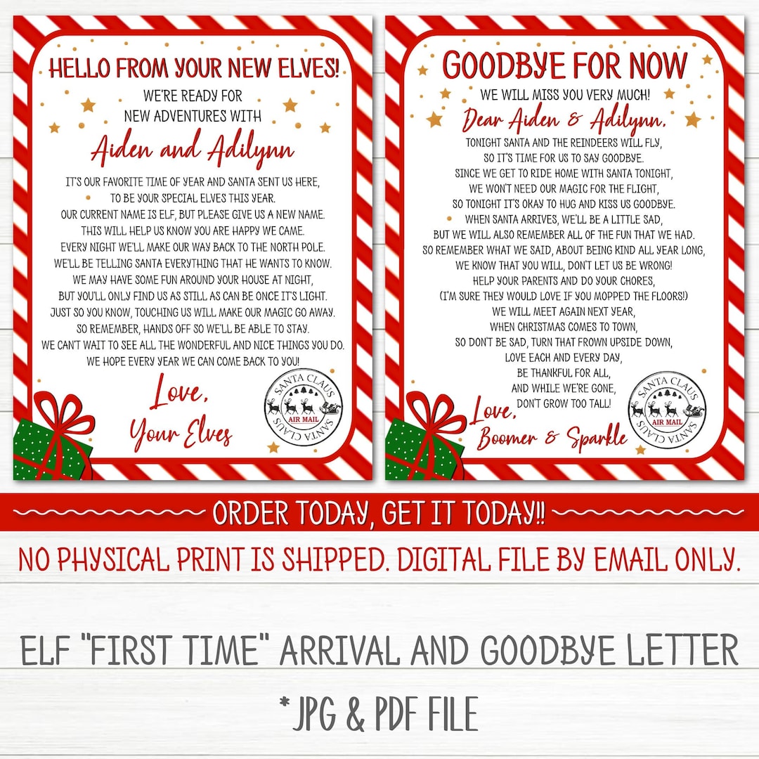 Elves First Time Letter Set | We're Back | Goodbye From Your Elf | Elf ...