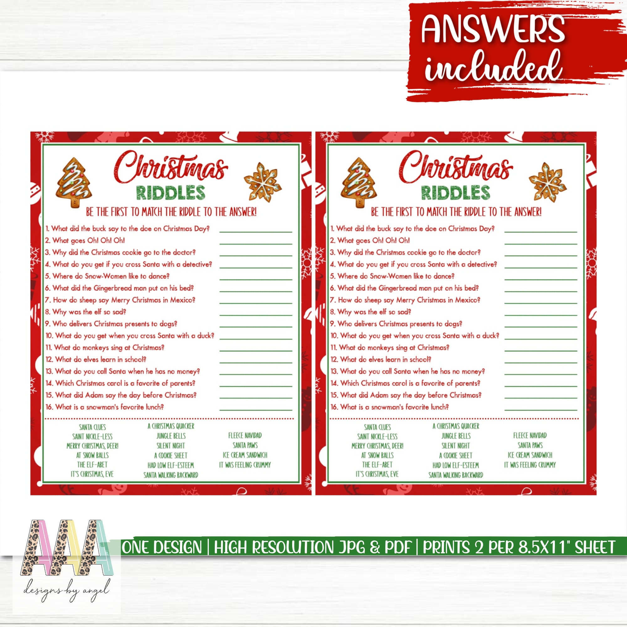 Christmas Riddles Game Printable Christmas Game Instant Download - Etsy