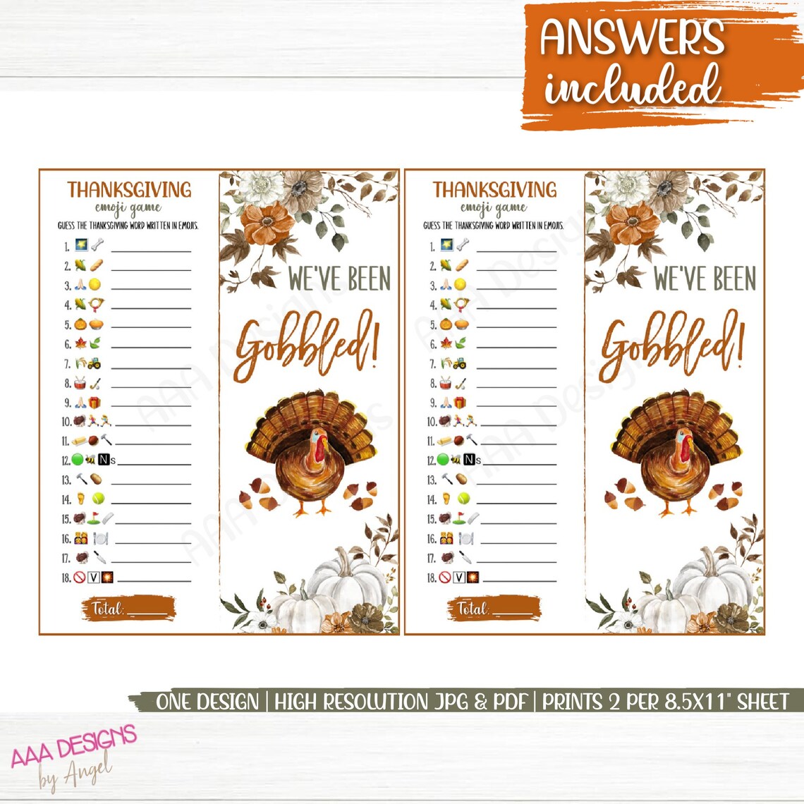 Thanksgiving Emoji Game Printable Games Fall Games - Etsy