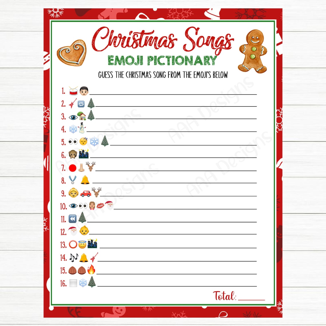 Christmas Songs Emoji Pictionary Game Printable Christmas - Etsy