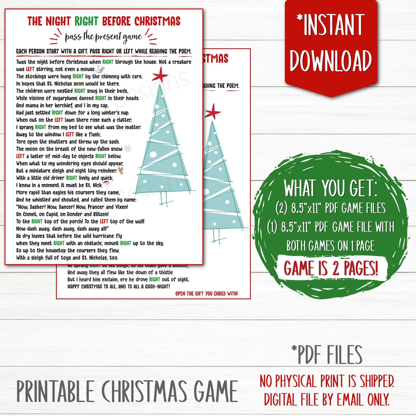 Pass the Present Christmas Game Printable Christmas Game - Etsy