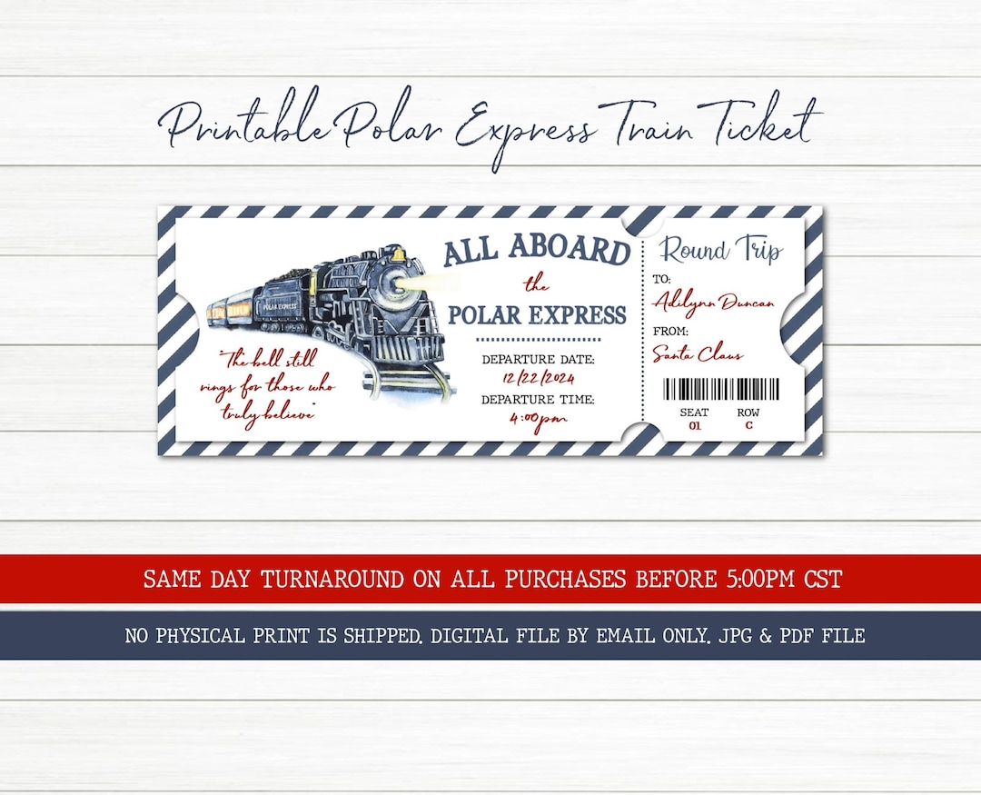 Polar Express Train Ticket | North Pole Ticket | Christmas Train Ticket ...