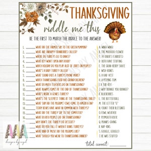 Thanksgiving Riddle Me This Game | Printable Games | Fall Games ...