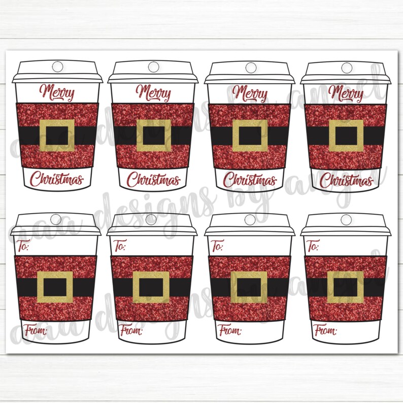 Christmas Cup Gift Tags Printable Christmas Gift Tags - Etsy