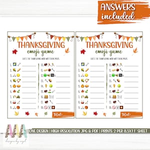 Thanksgiving Emoji Game | Printable Games | Fall Games | Instant ...