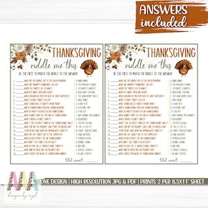 Thanksgiving Riddle Me This Game | Printable Games | Fall Games ...