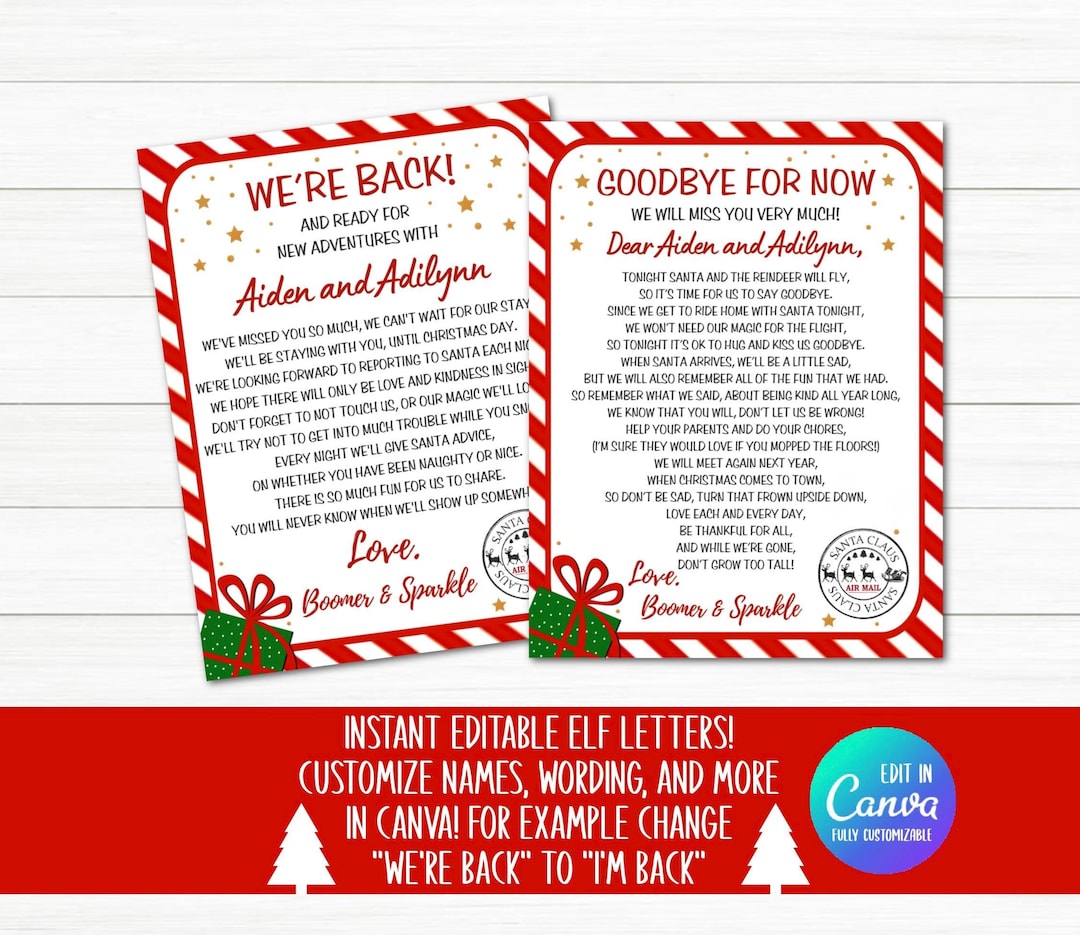 Elf Arrival and Goodbye Letter | We're Back From Your Elf | Christmas ...