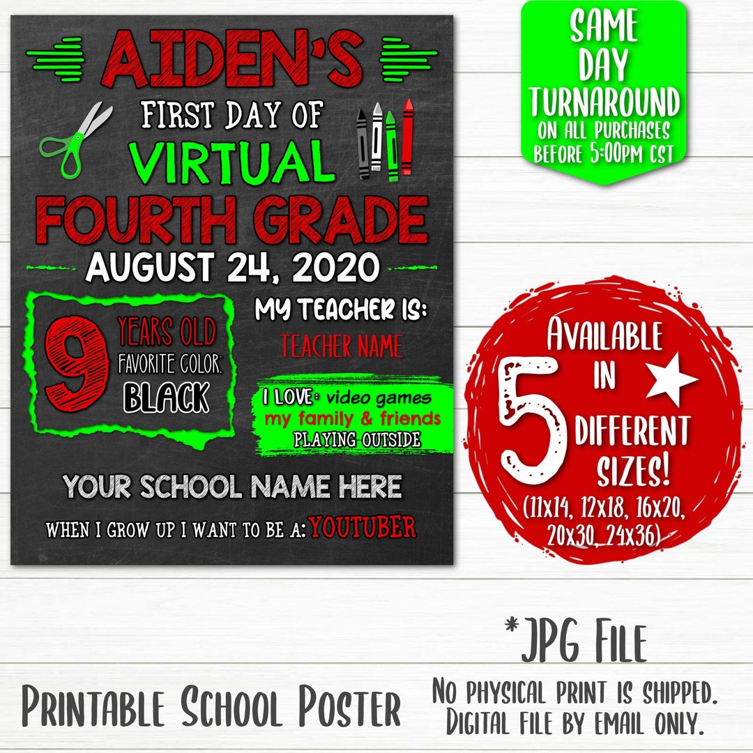 Back to School Poster | First Day Back to School Poster | Virtual ...