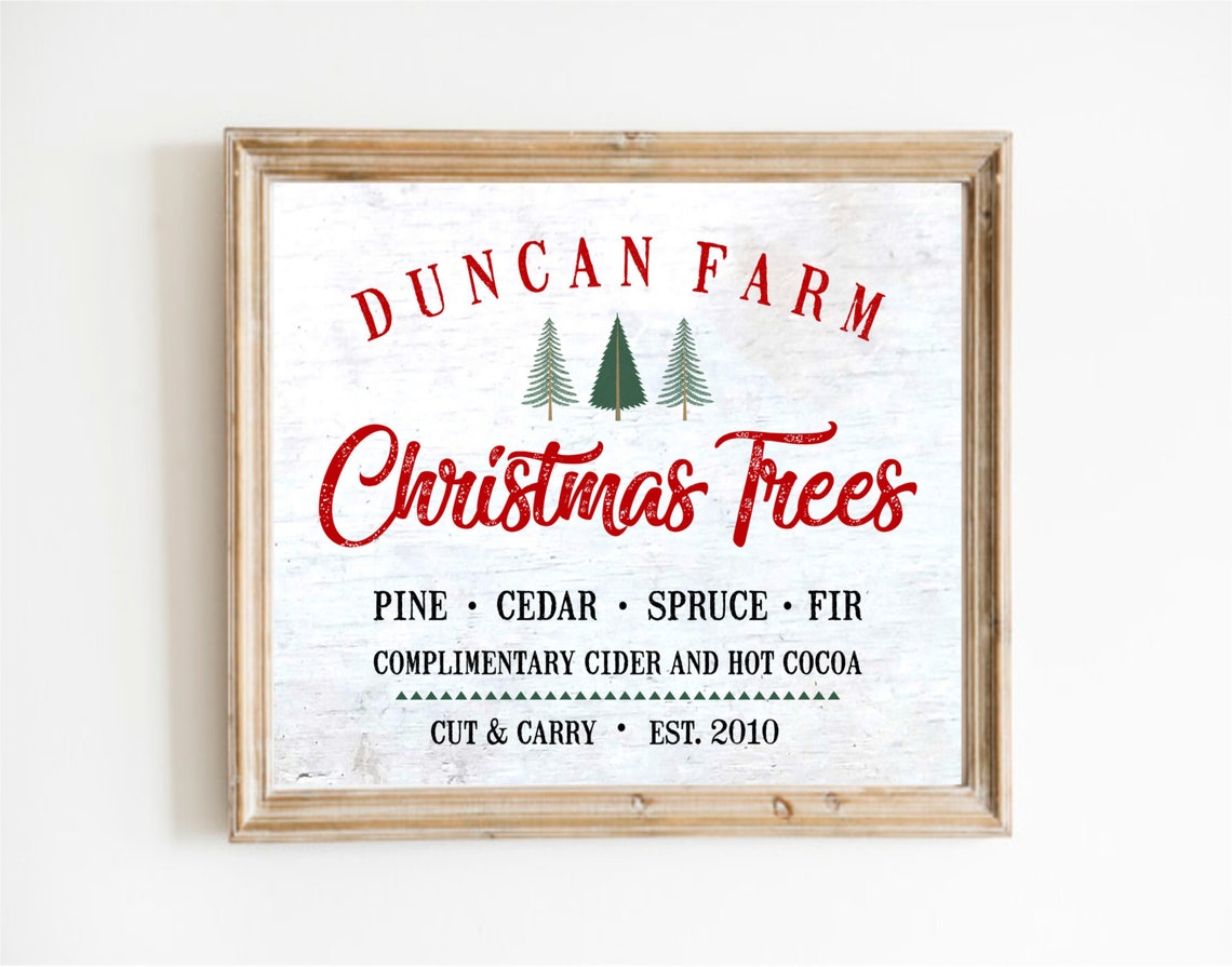 Personalized Christmas Tree Farm Sign Printable Christmas - Etsy