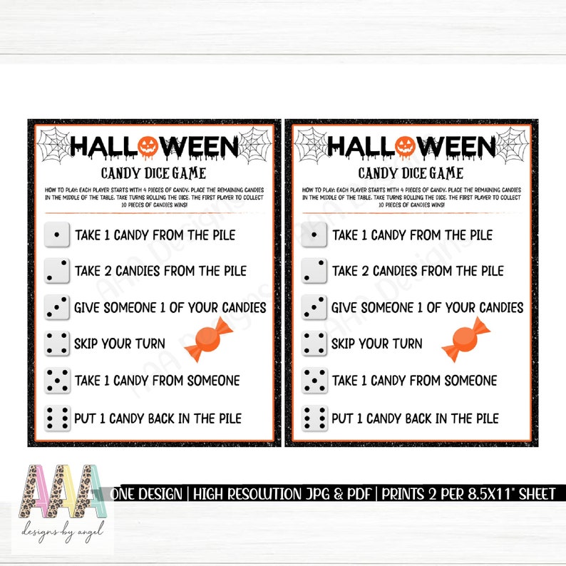 Halloween Candy Dice Game Halloween Dice Game Halloween - Etsy