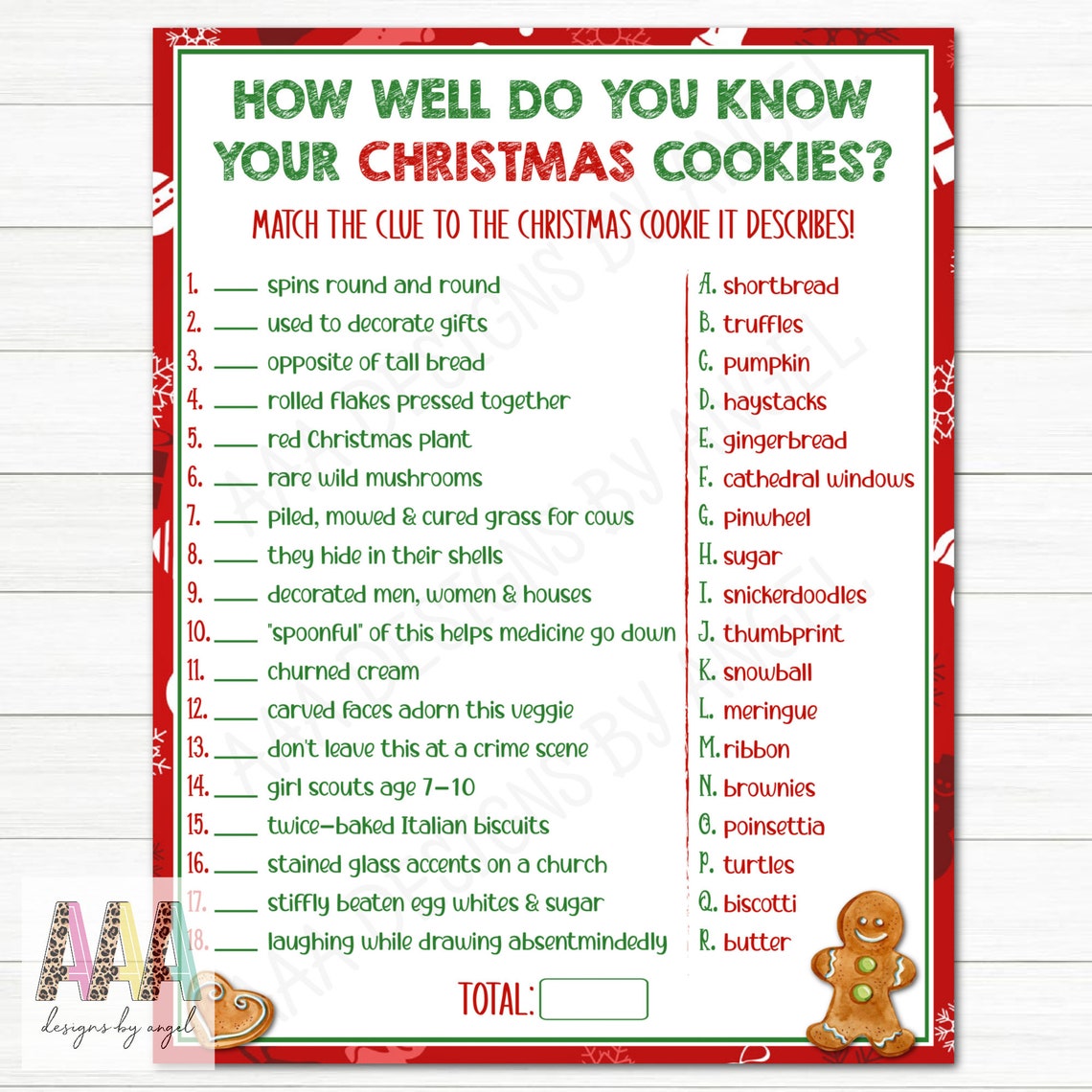 Christmas Cookie Game Printable Christmas Game (Download Now) - Etsy