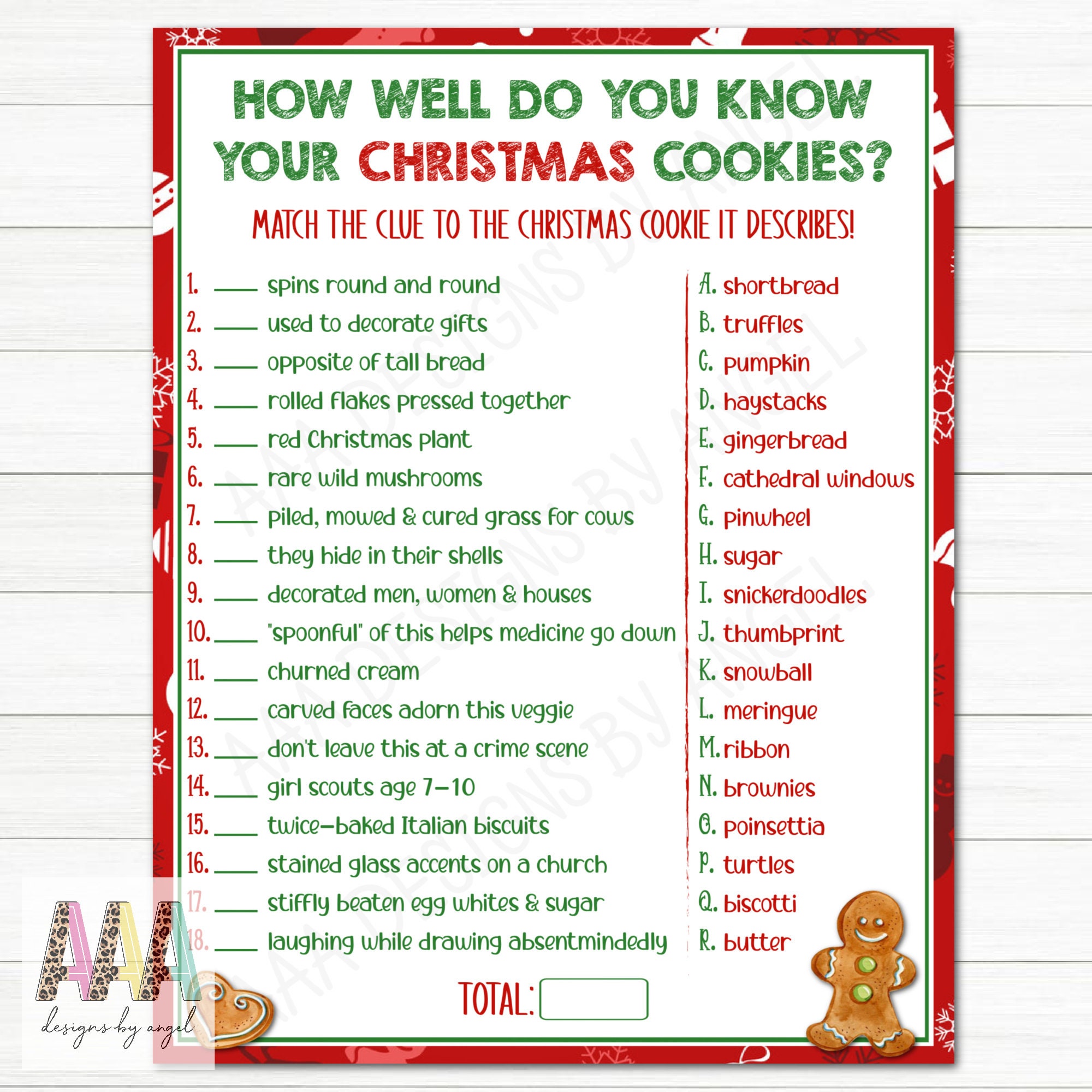 Christmas Cookie Game Printable Christmas Game (Download Now) - Etsy