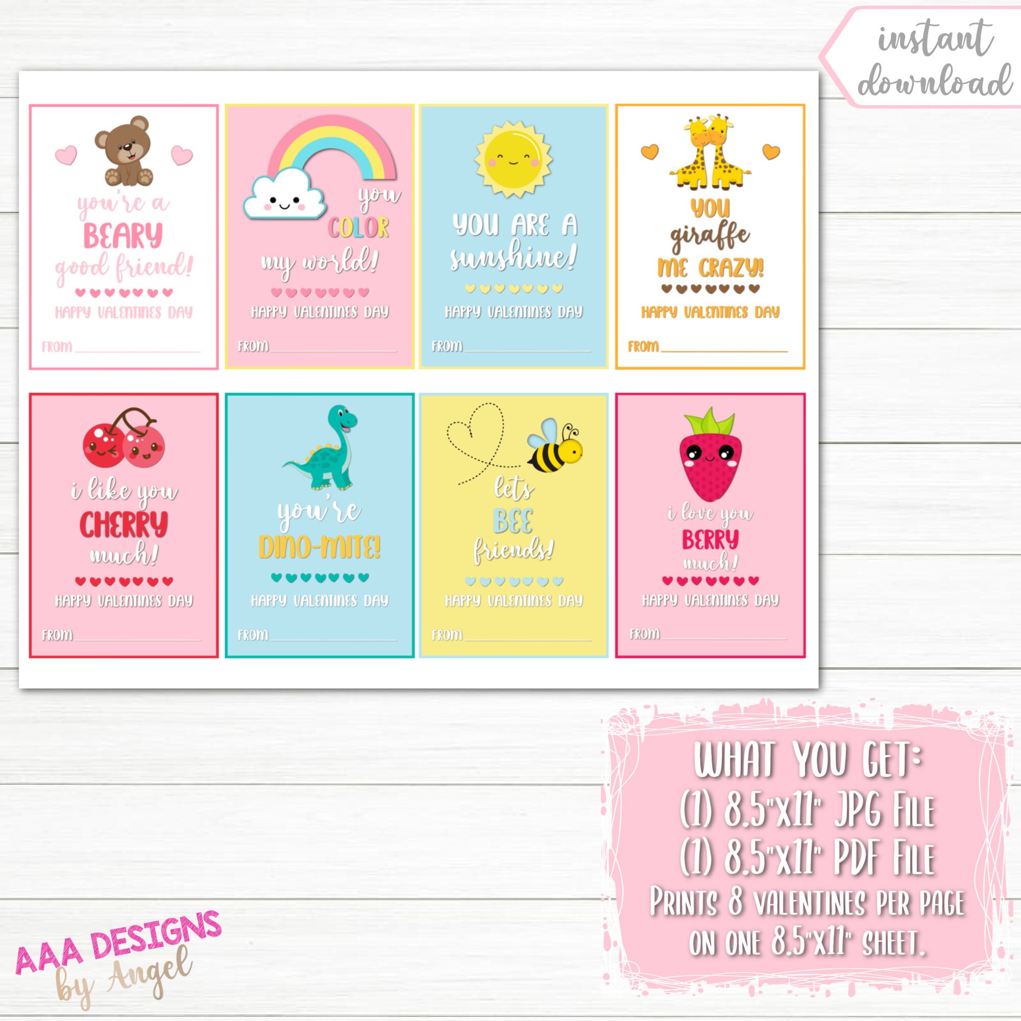 Printable Valentine Cards | Kids Valentine Cards | Instant Download - Etsy