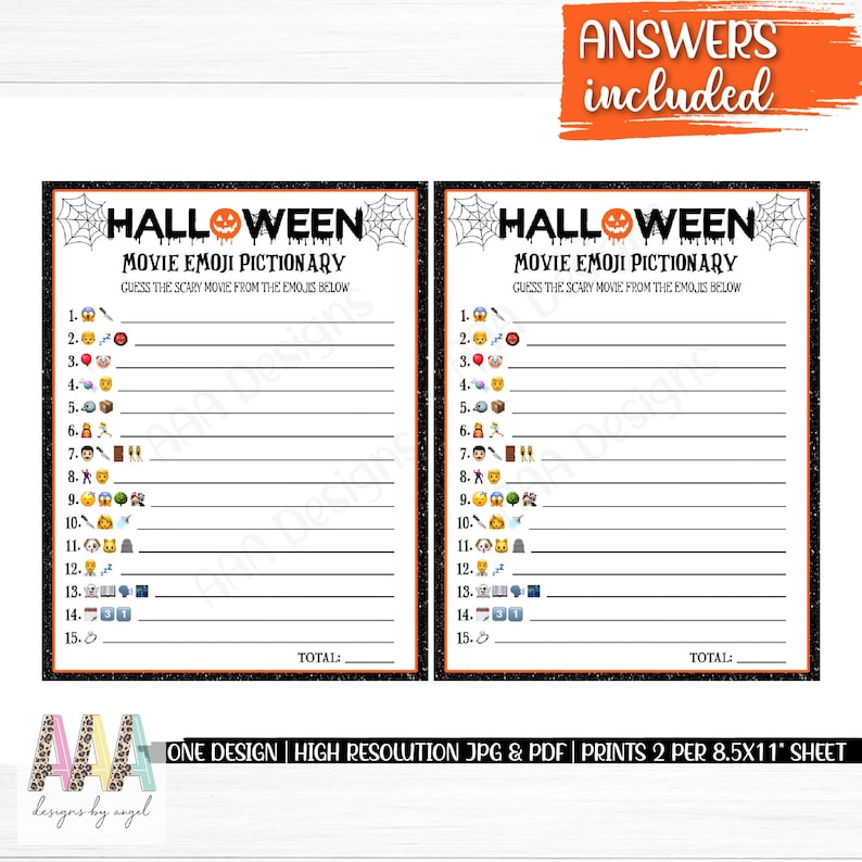 Halloween Movie Emoji Pictionary Game Halloween Emoji Game - Etsy