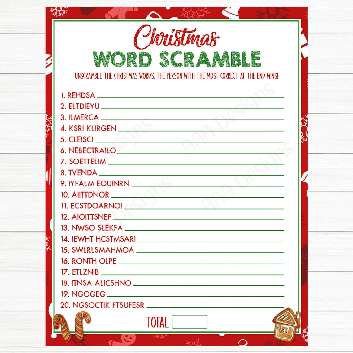 Christmas Word Scramble Game Printable Christmas Game - Etsy