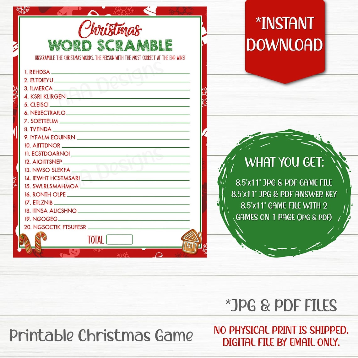Christmas Word Scramble Game Printable Christmas Game - Etsy