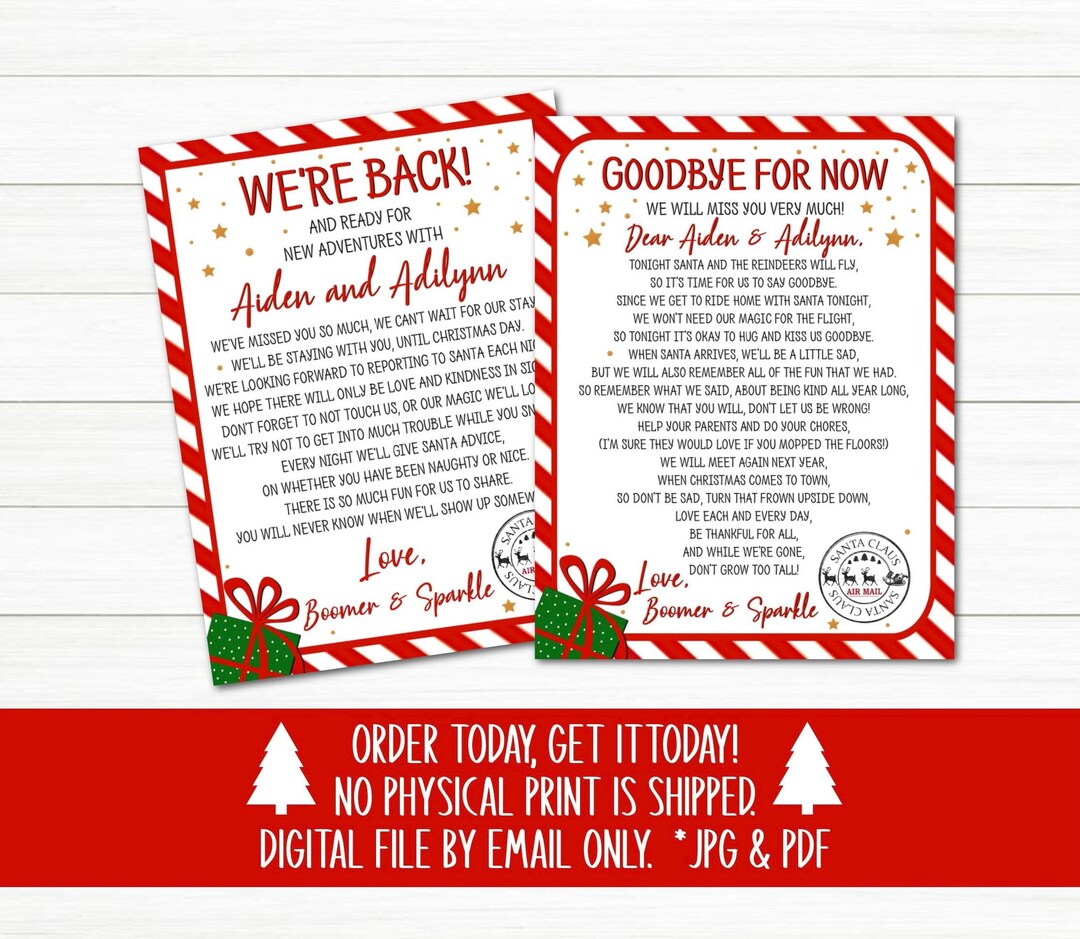 Elves Letter Set | We're Back Elf Letter | Goodbye From Your Elf | Elf ...