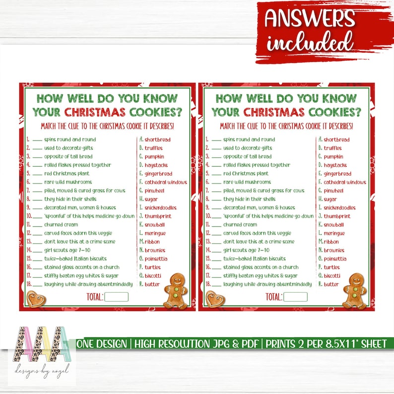Christmas Cookie Game Printable Christmas Game Guess the Christmas ...