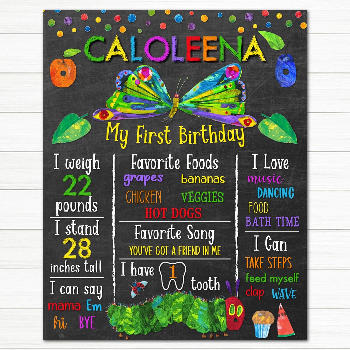 Very Hungry Caterpillar Birthday Poster Very Hungry - Etsy