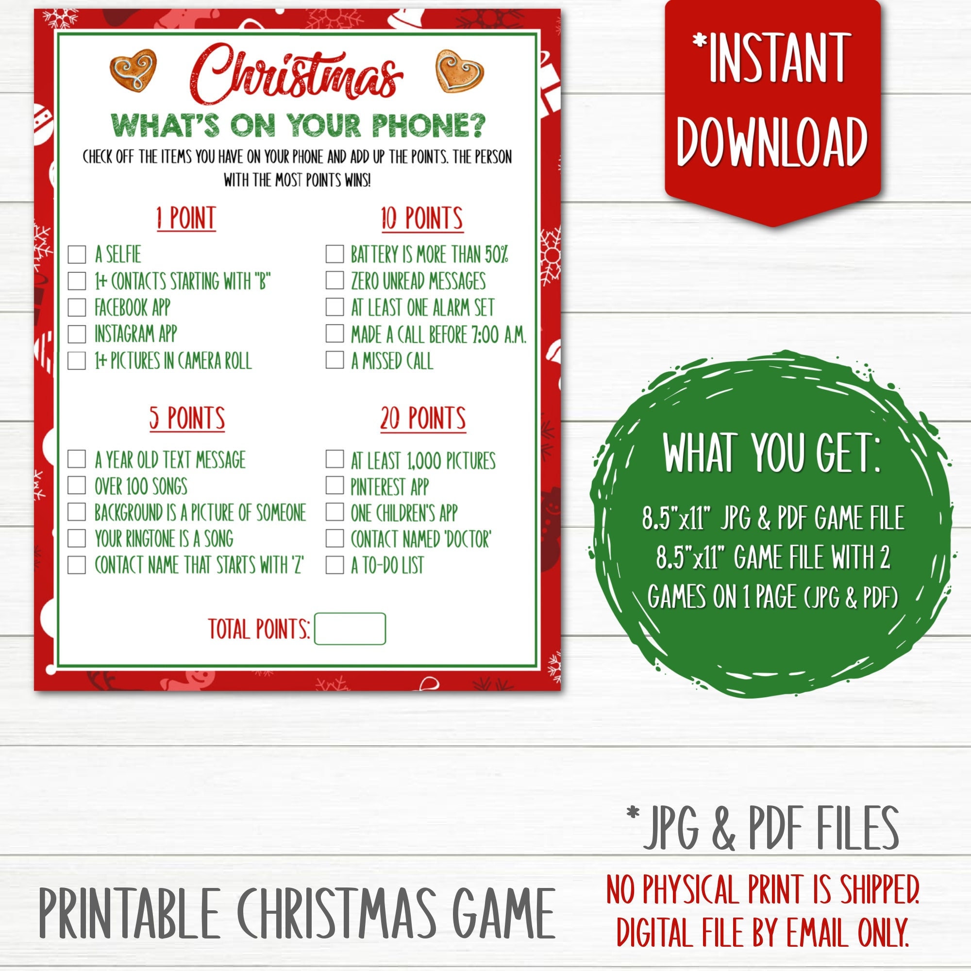 What's on Your Phone Christmas Game | Printable Christmas Games ...