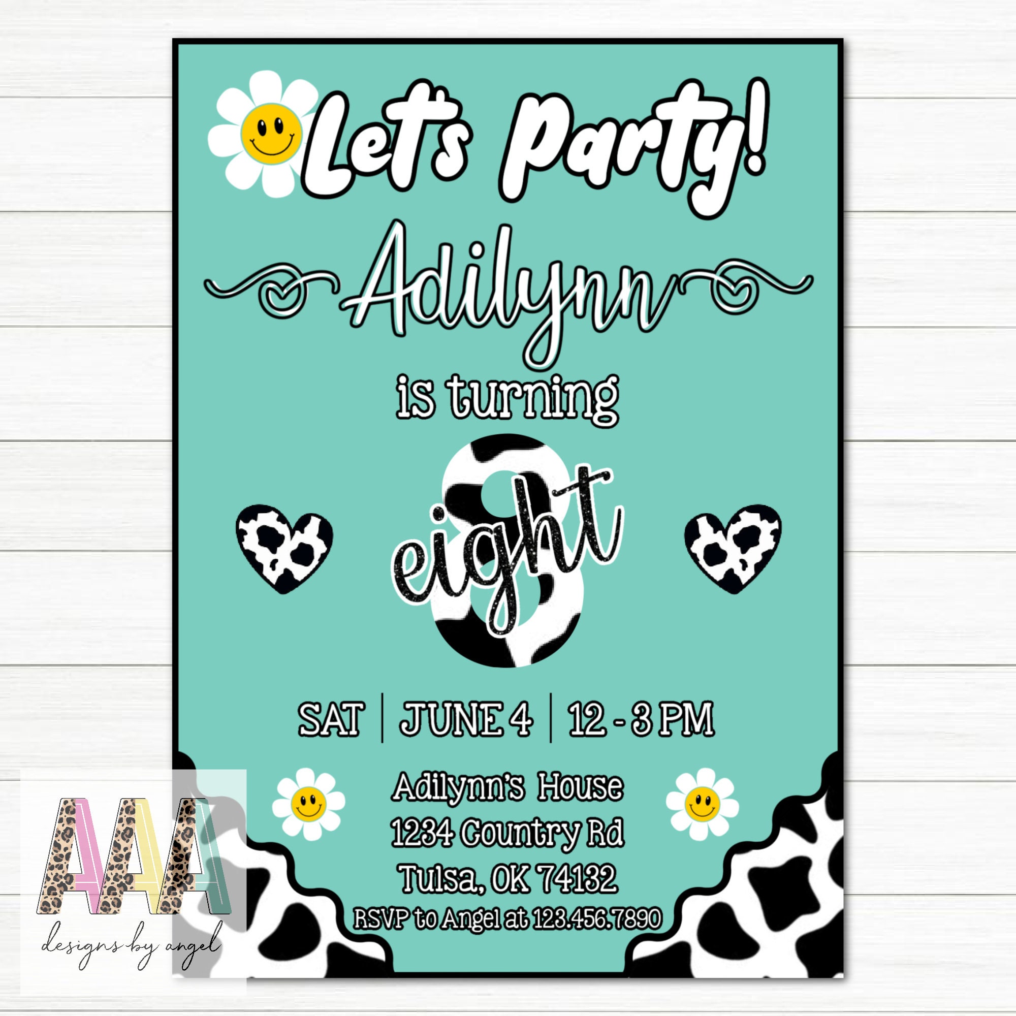 Cow Print Birthday Invitation Cow Theme Birthday Party - Etsy