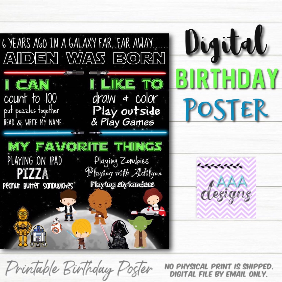 Star Wars Birthday Poster Star Wars Milestone Poster Board | Etsy