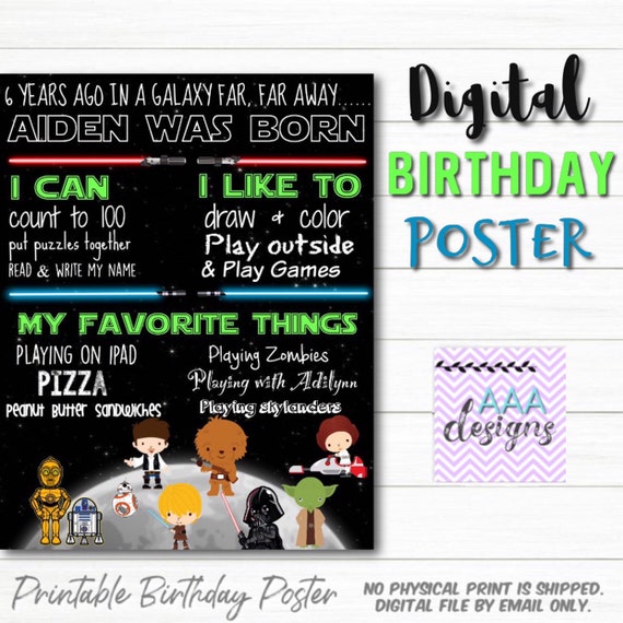 Star Wars Birthday Poster Star Wars Milestone Poster Board | Etsy