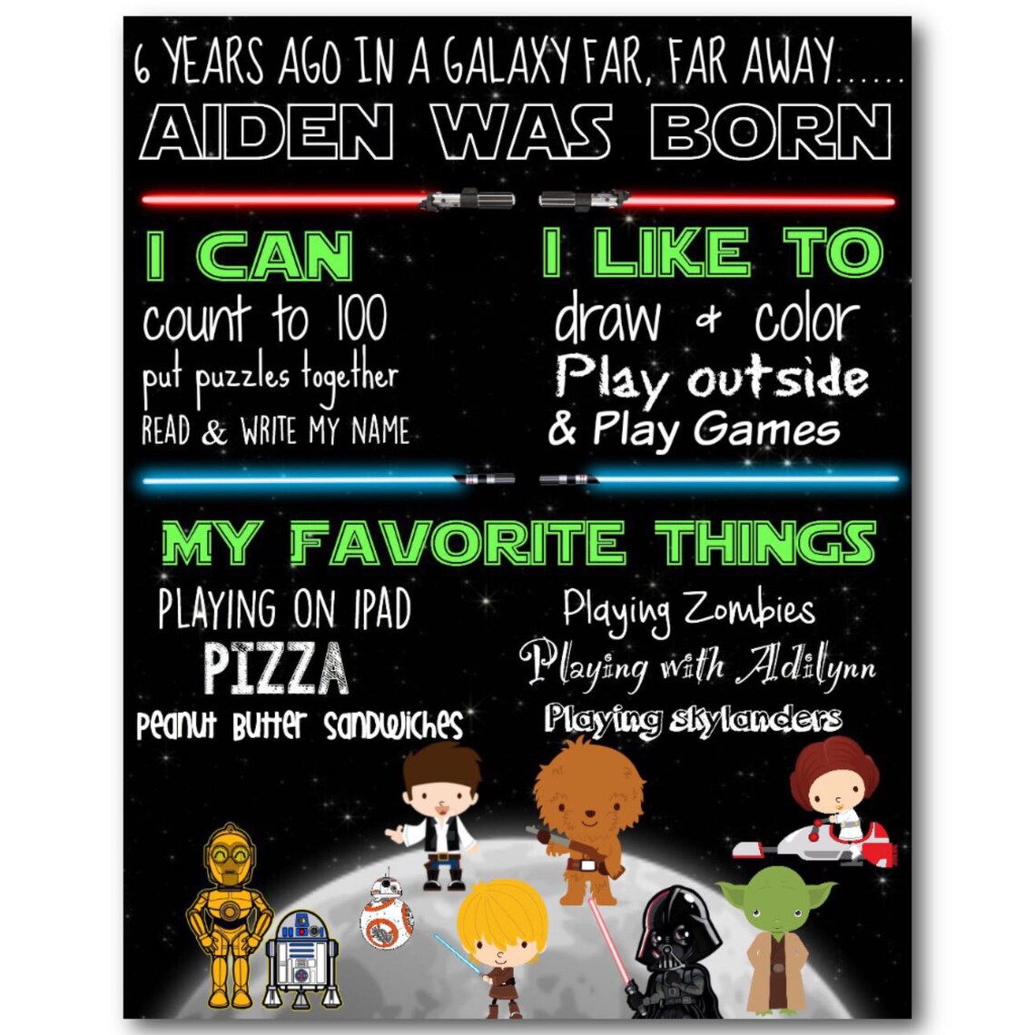 Star Wars Birthday Poster Star Wars Milestone Poster Board | Etsy