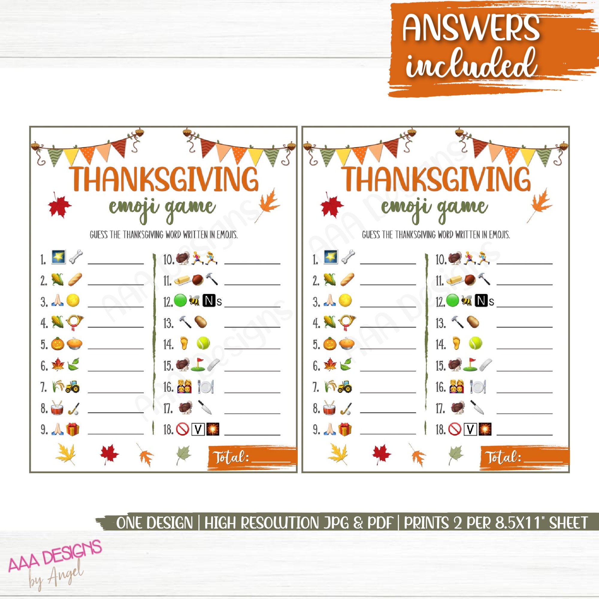 Thanksgiving Emoji Game Printable Games Fall Games - Etsy