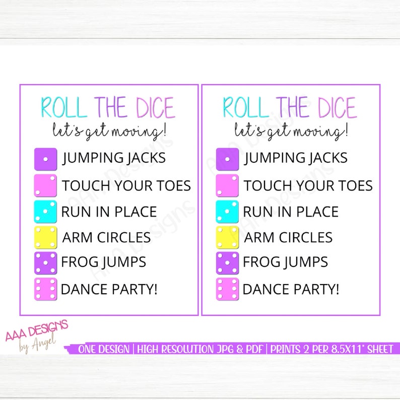 Printable Exercising Dice Game Printable Roll the Dice Game Digital ...