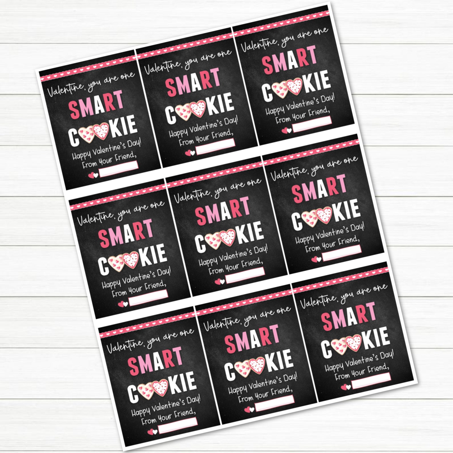 Printable Valentine Cards You Are One Smart Cookie Valentine Digital ...