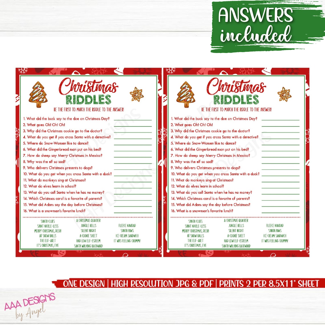 Christmas Riddles Game Printable Christmas Game Instant - Etsy
