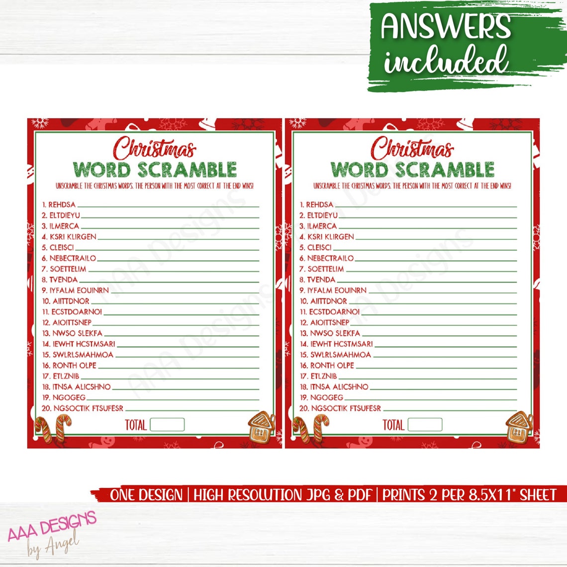 Christmas Word Scramble Game Printable Christmas Game - Etsy