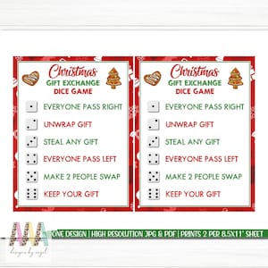Christmas Gift Exchange Dice Game | Printable Christmas Game | Instant ...