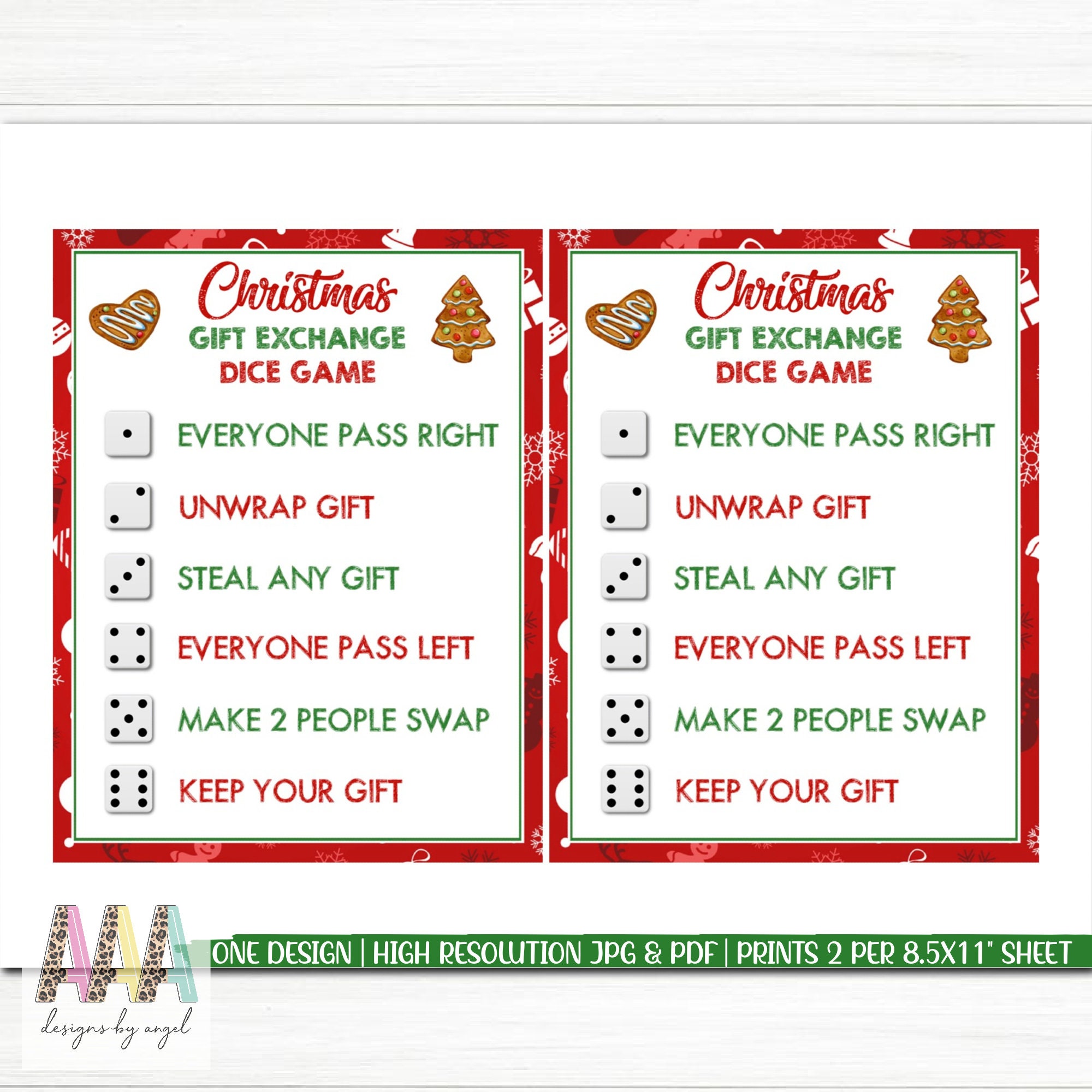 Christmas Gift Exchange Dice Game Printable Christmas Game - Etsy