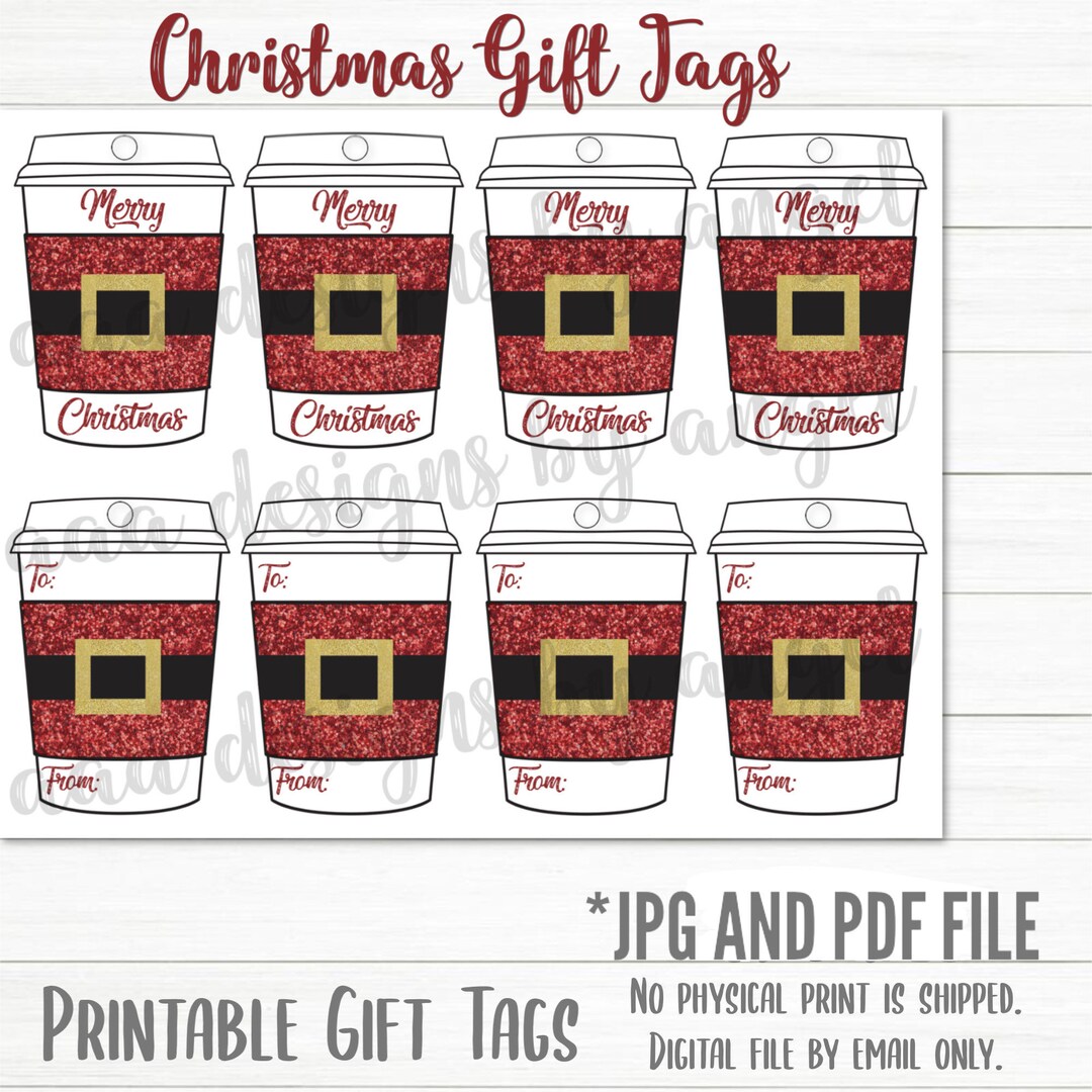 Christmas Cup Gift Tags | Printable Christmas Gift Tags | Holiday Gift ...
