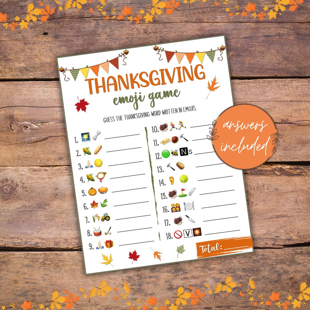Thanksgiving Emoji Game | Printable Games | Kid Classroom & Family ...