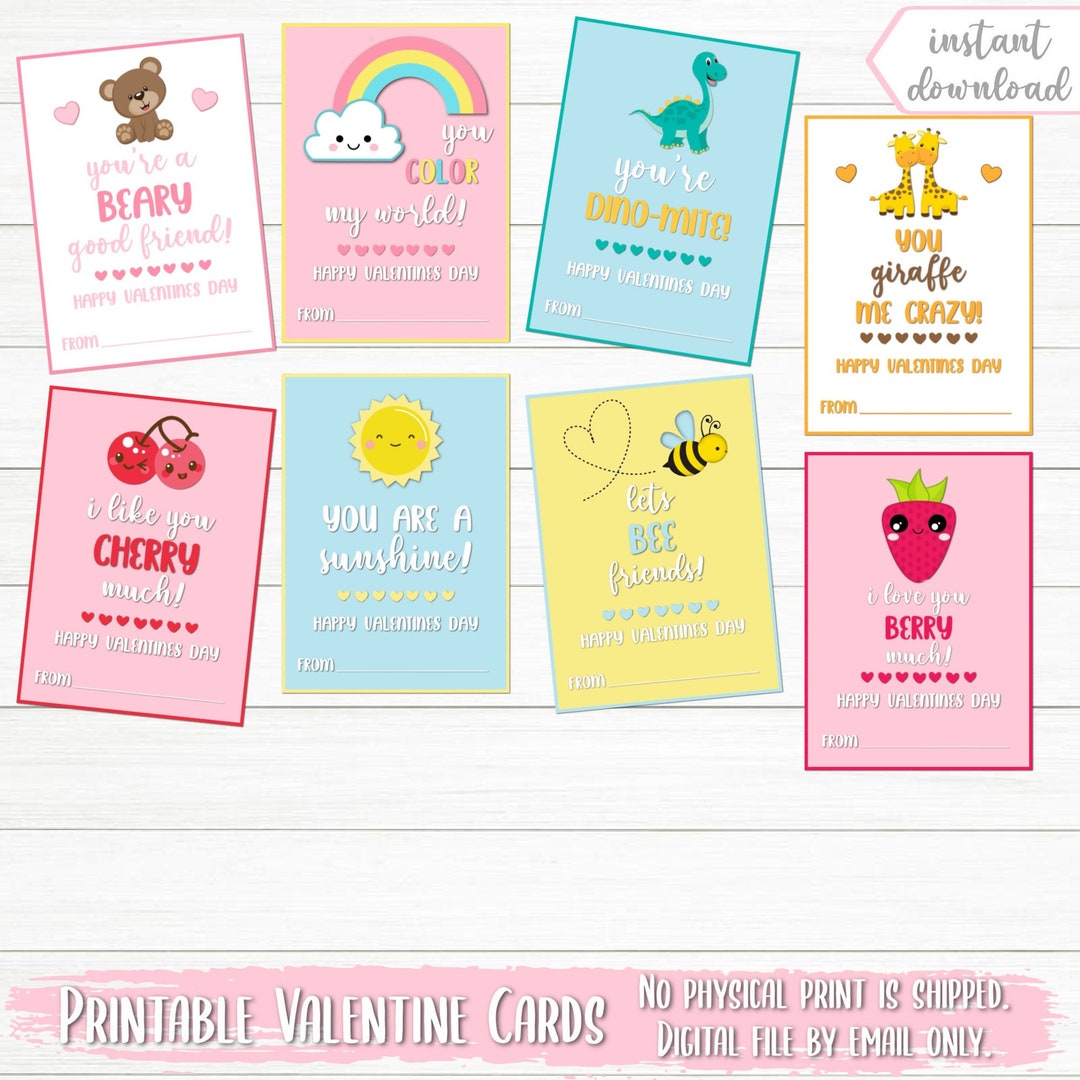 Printable Valentine Cards | Kids Valentine Cards | Instant Download - Etsy