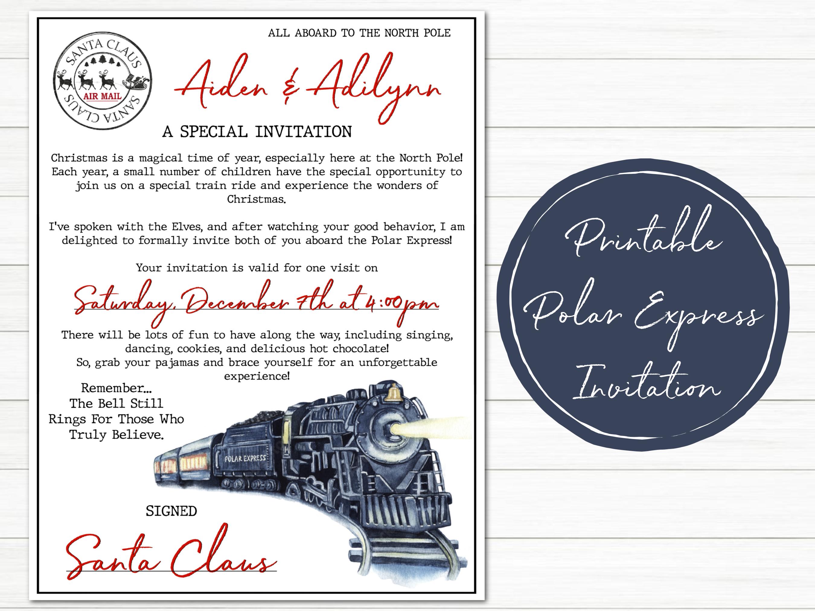 Printable Polar Express Invitations Polar Express Train Ride Movie