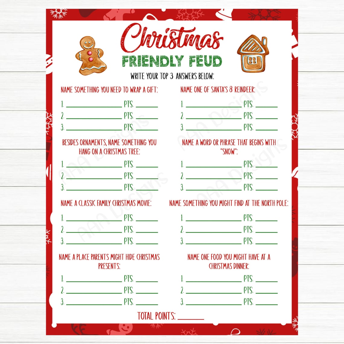 Christmas Friendly Feud Game Printable Christmas Game - Etsy